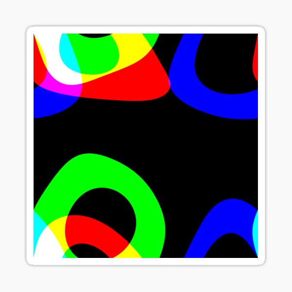 "Neon, Bright Primary Colors, Black Background, Warped Circles ...