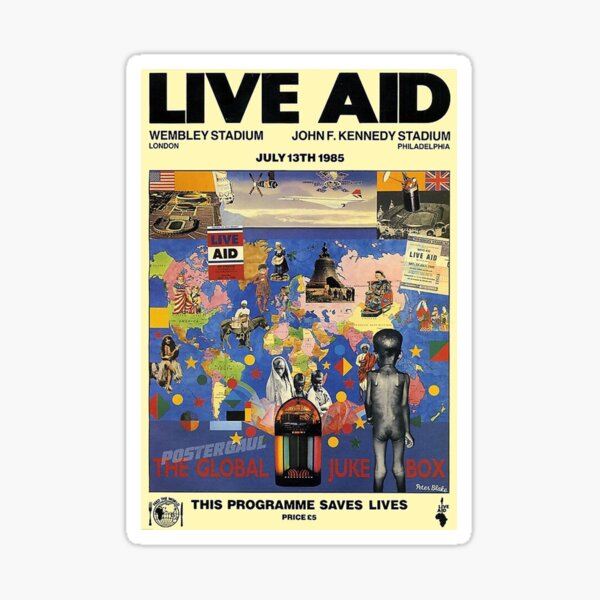 ";Live Aid 1985 Poster poster" Sticker for Sale by vvincenterom | Redbubble