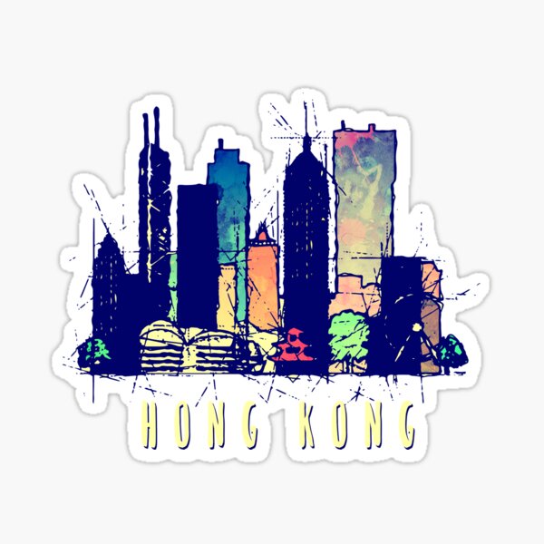 "Hong Kong skyline" Sticker for Sale by DimDom | Redbubble