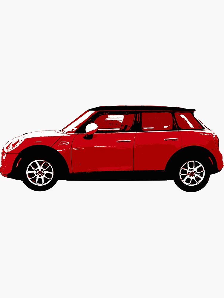 "Mini in red with black top" Sticker for Sale by thejustinemotif ...