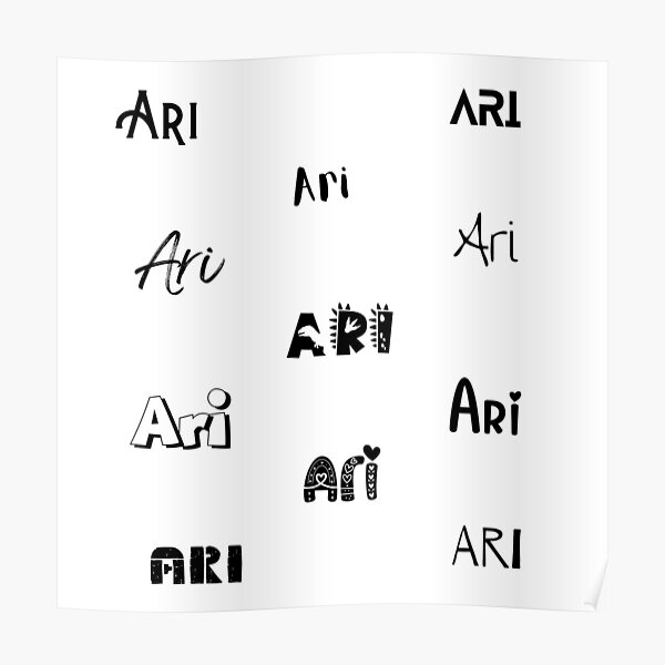 "Ari-Aufkleber in 10 verschiedenen Schriftarten" Poster von magleen ...