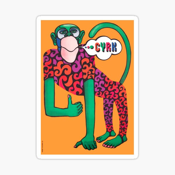 "1973 CYRK Polish Circus Chimp Advertising Poster" Sticker for Sale by ...