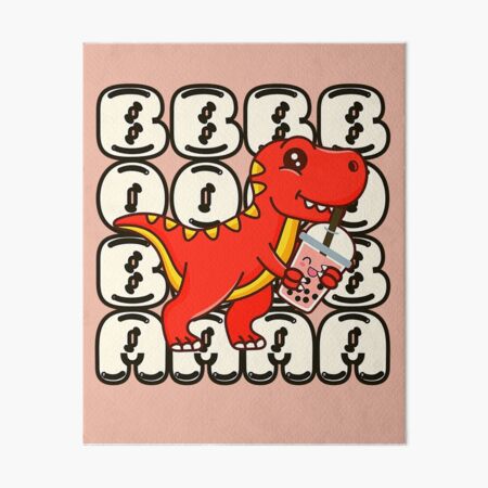 "Cute T Rex Drinking Boba Tea-Boba T rex" Art Board Print by ...