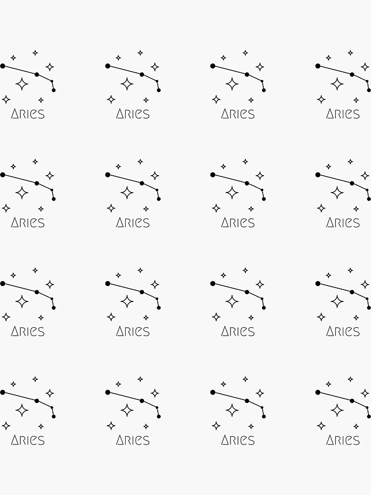 "Aries Constellation With Name Pattern in Black" Sticker for Sale by ...
