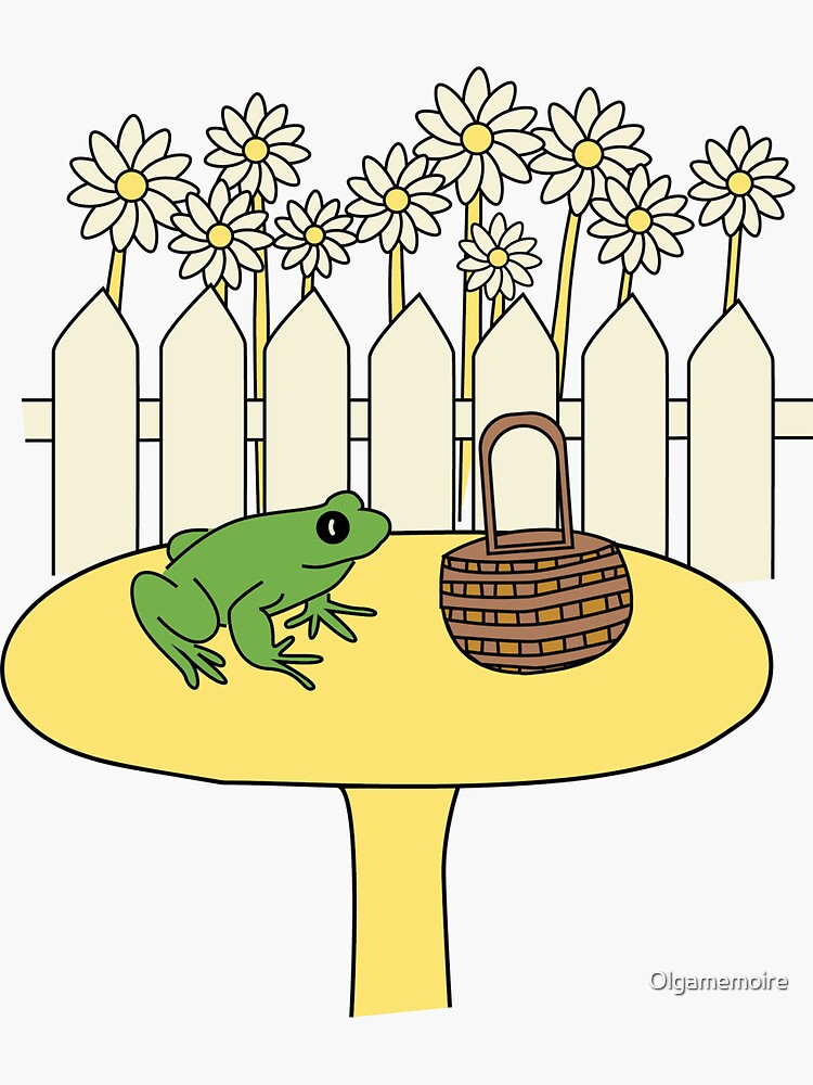 "Frog on a Picnic." Sticker for Sale by Olgamemoire | Redbubble