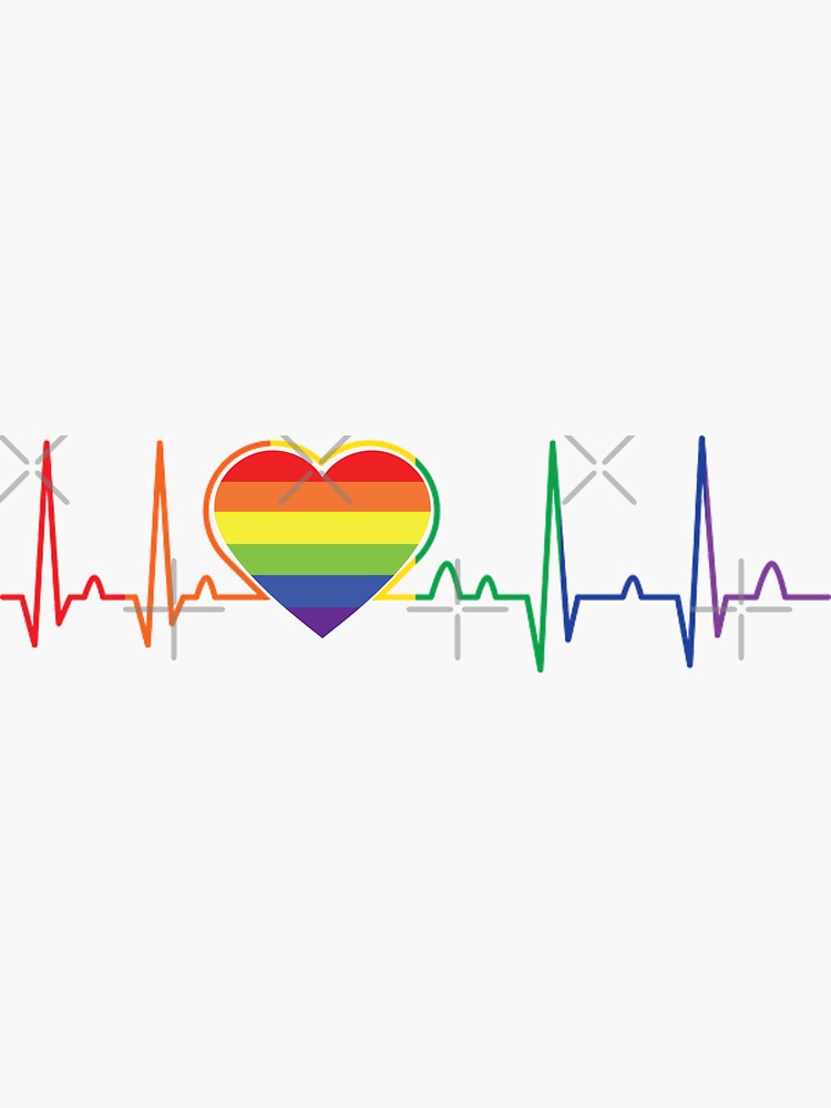 "LGBT Rainbow Heartbeat" Sticker for Sale by Togayther | Redbubble