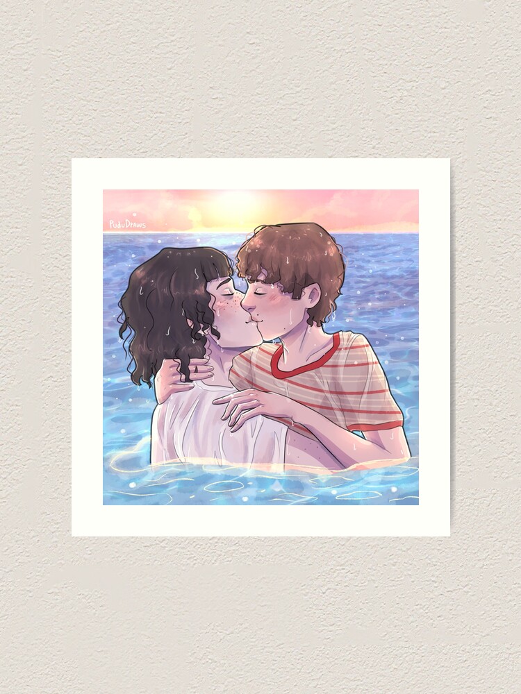 "Byler kissing in the ocean" Art Print for Sale by JasmijnPancake | Redbubble