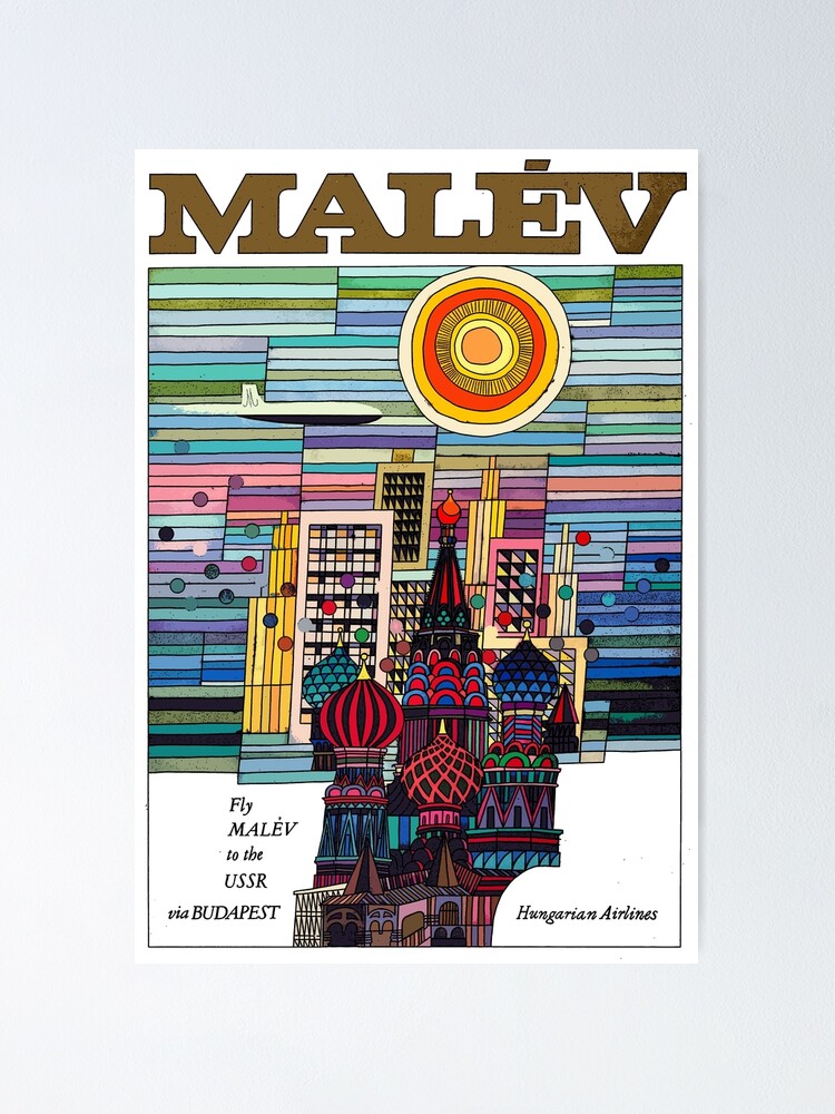 "Retro Soviet Tourism Poster: Fly Malév" Poster for Sale by Hot-To-Trot ...