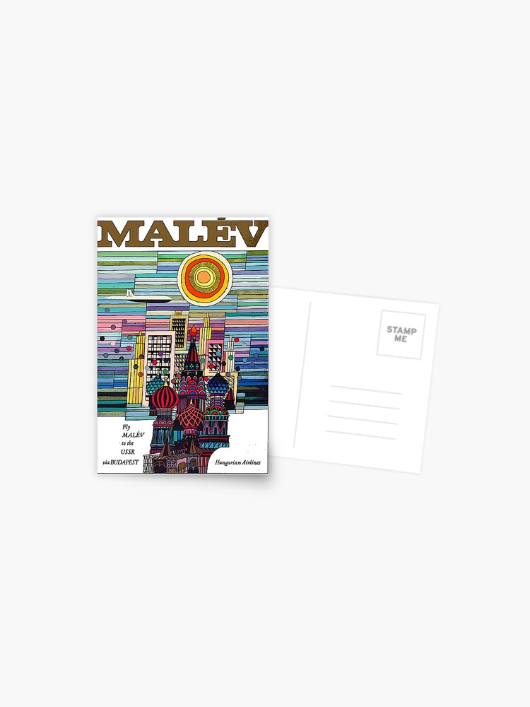 "Retro Soviet Tourism Poster: Fly Malév" Postcard for Sale by Hot-To ...