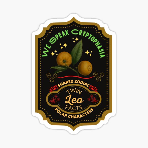 "We Speak Cryptophasia-Leo Twins" Sticker for Sale by SHINY-SHINY ...