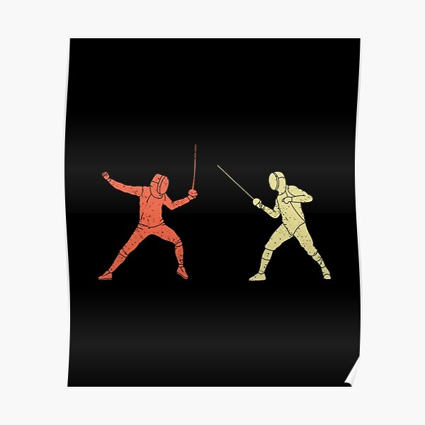 "Vintage Fencers Retro Fencing Silhouette Old School Fencer " Poster ...