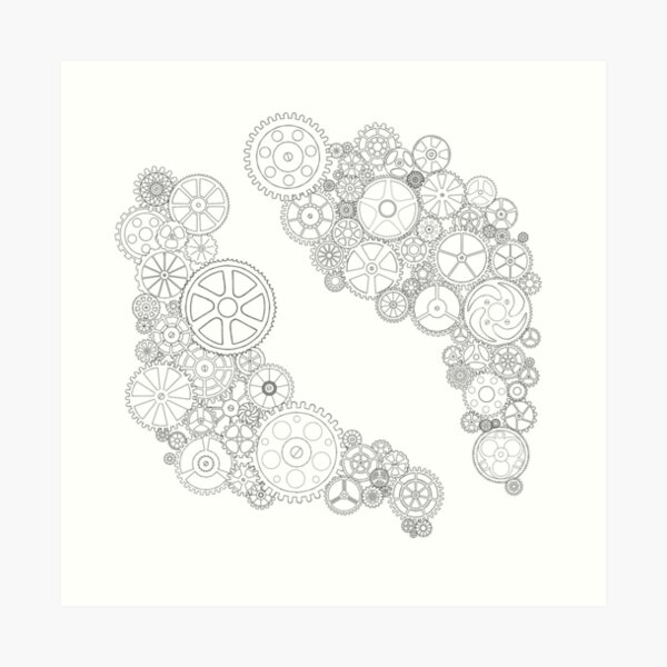 "Hand-drawn gears and cogs - line drawing" Art Print for Sale by ...