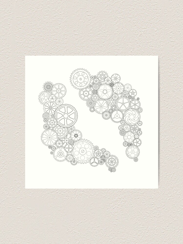 "Hand-drawn gears and cogs - line drawing" Art Print for Sale by ...
