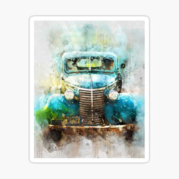 "Old car in the smoke" Sticker for Sale by Maprishop | Redbubble