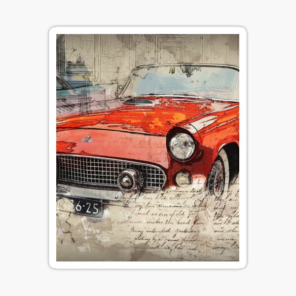 "old red car" Sticker for Sale by Maprishop | Redbubble