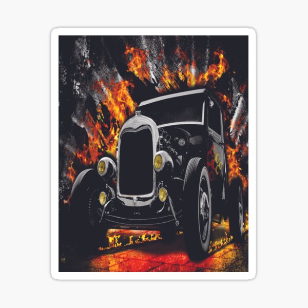 "old fire car" Sticker for Sale by Maprishop | Redbubble