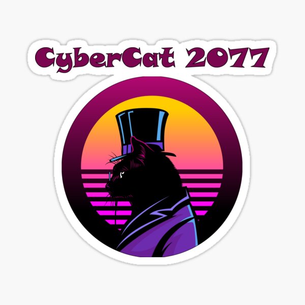 "CyberCat Funny Cute Cat Gift" Sticker for Sale by benes1 | Redbubble
