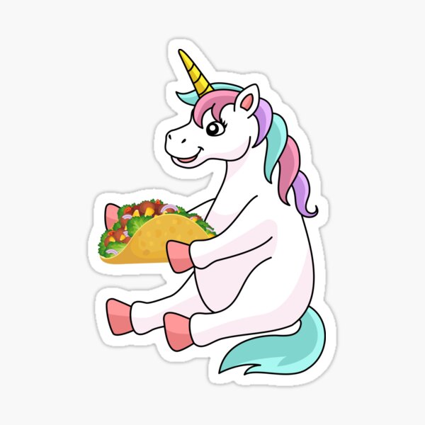 Pegatina «Lindo unicornio comiendo taco / El mejor regalo para los ...
