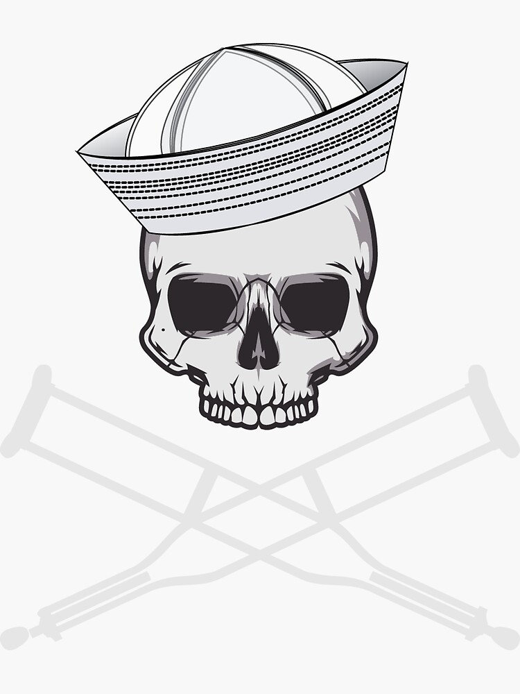 "Jackass Sailor Skull and Crutches Logo" Sticker for Sale by Micosmile ...