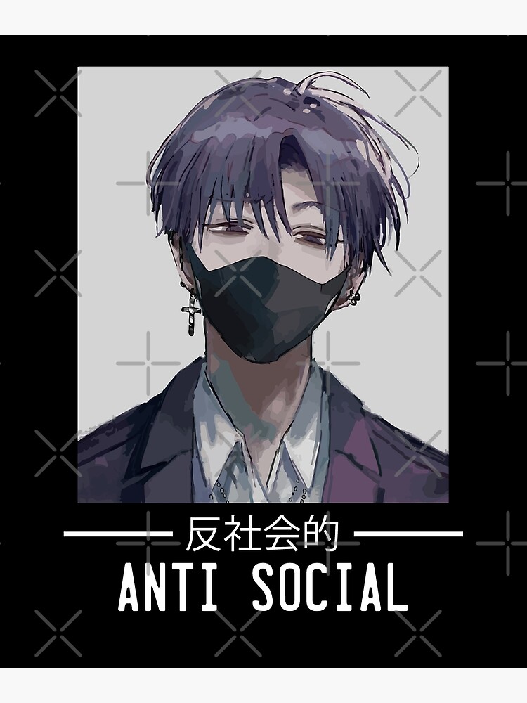 "Anti Social Japanese Text Aesthetic Vaporwave Anime Manga" Poster for ...