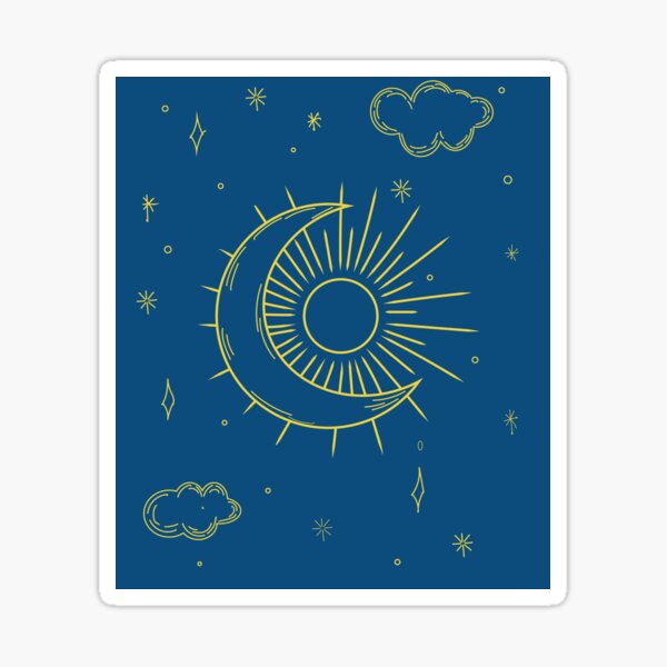 "Celestial Moon and Stars" Sticker for Sale by DriftDigitalArt | Redbubble