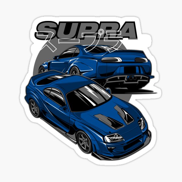 "Blue Super Sport Car Varis Supra Japan Racing Widebody" Sticker for ...