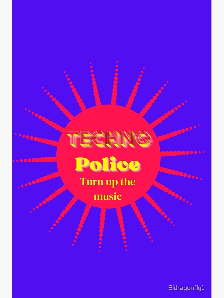"Techno police "Turn up the music" logo design" Poster for Sale by ...