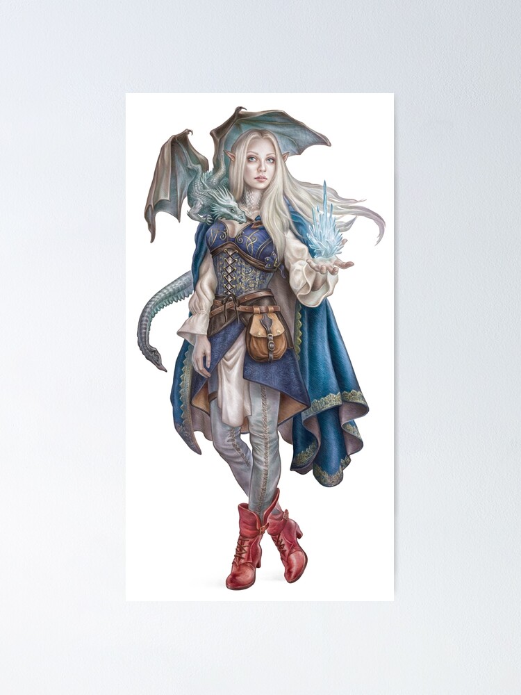 "SNIPPET - "IEL" Pallid Elf with pseudodragon" Poster for Sale by Diana ...