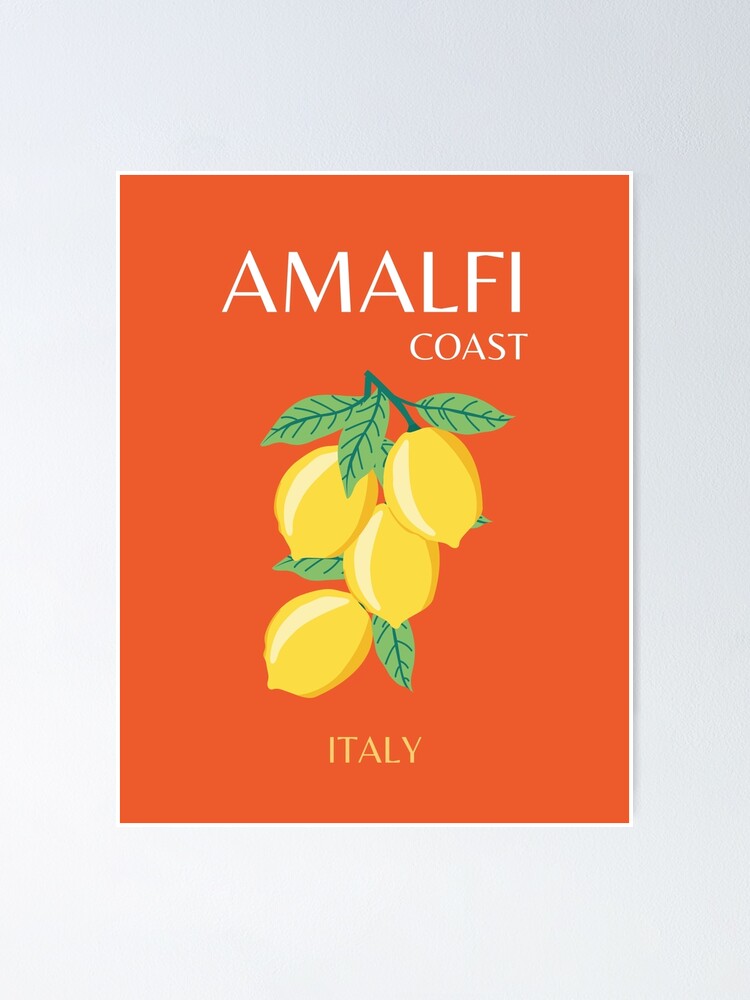 "Amalfi Coast Italy, Preppy Room, Orange" Poster for Sale by ...