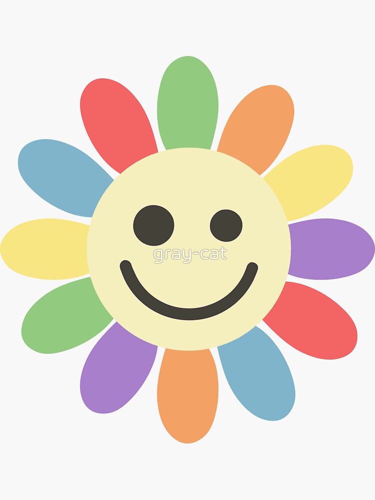 "Rainbow Happy Flower" Sticker for Sale by gray-cat | Redbubble