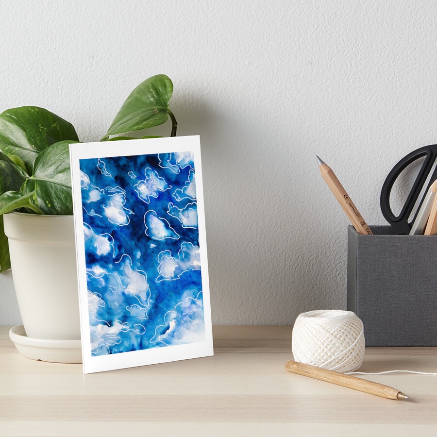 "Clouds line art with watercolour" Art Board Print for Sale by ...