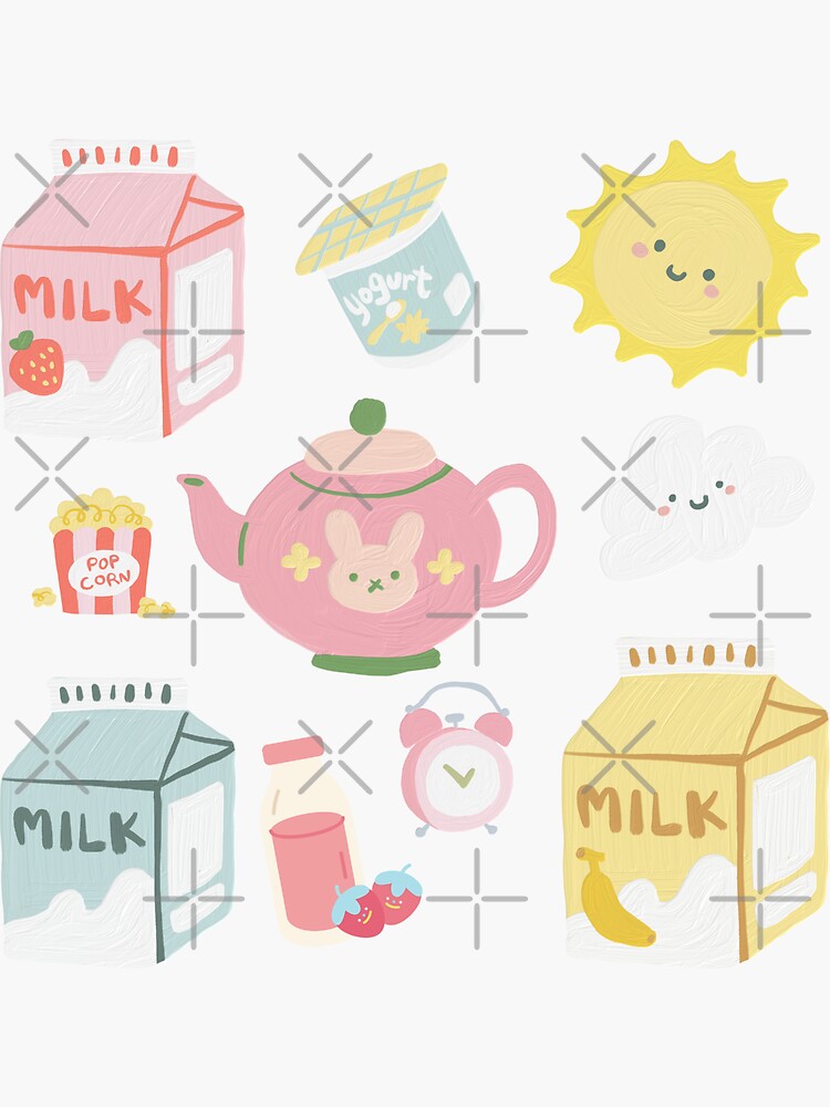 "Pastel objects 2" Sticker for Sale by Shiablue | Redbubble