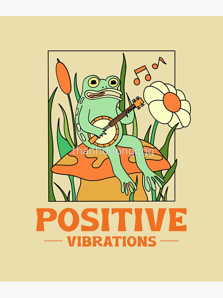 "Positive Vibe Frog With Guitars" Sticker for Sale by thanhduongggg ...