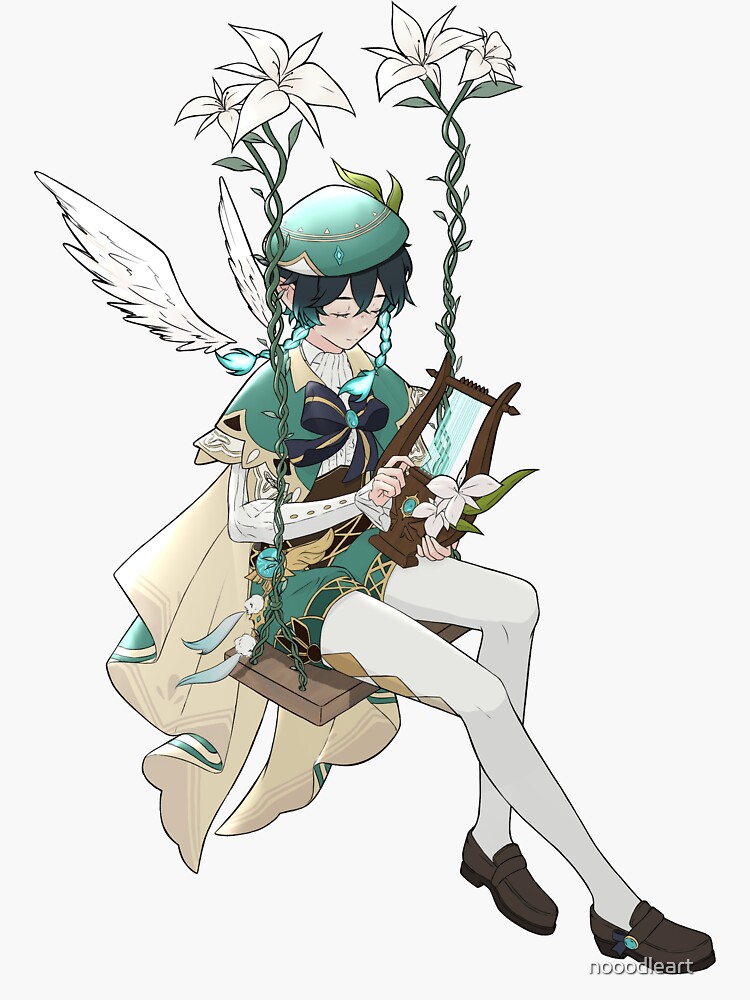 "Venti and his Lyre" Sticker for Sale by nooodleart | Redbubble