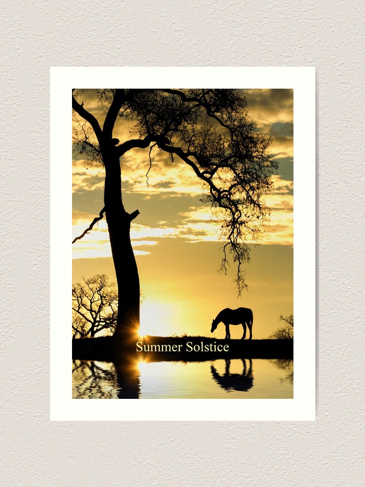 "Summer Solstice Midsummer's Eve Litha with Horse Sun Tree and Water" Art Print for Sale by ...