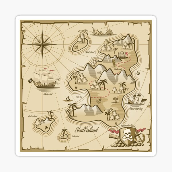 "Vintage Treasure Map" Sticker by H-W-Design | Redbubble