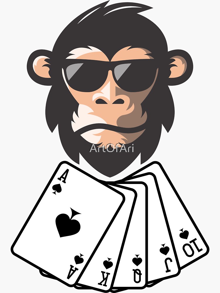 "Poker Royal Flush Monkey" Sticker for Sale by ArtOfAri | Redbubble
