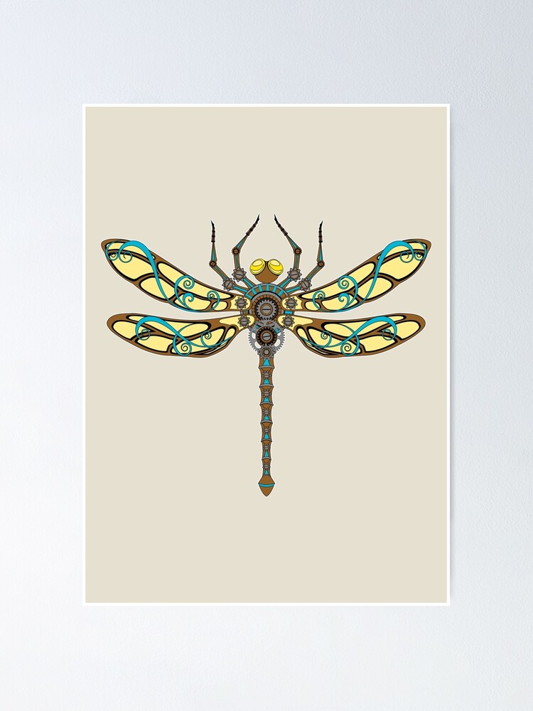 "Copper Mech Dragonfly Illustration" Poster for Sale by DesignsByDarrin ...