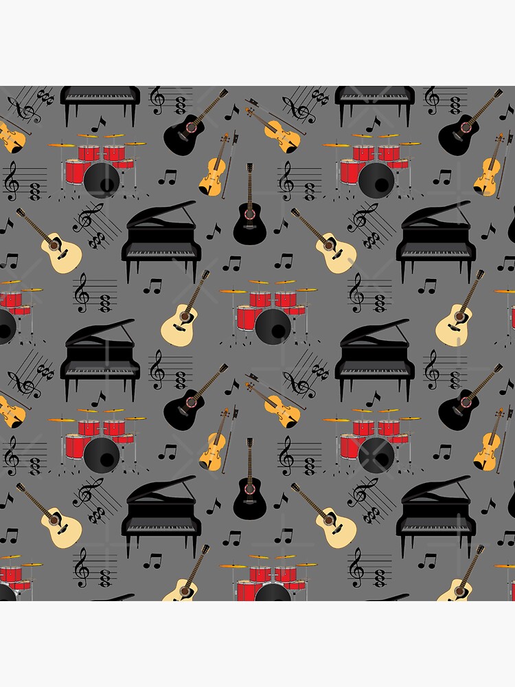 "Musical instruments with grey" Sticker for Sale by FGCART | Redbubble