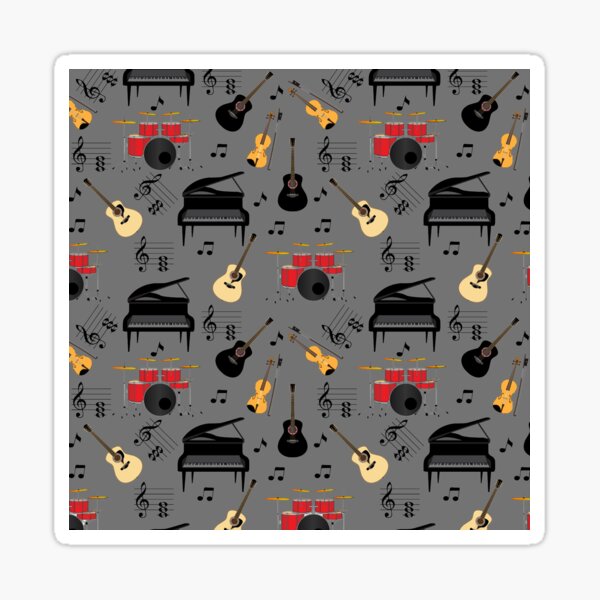 "Musical instruments with grey" Sticker for Sale by FGCART | Redbubble