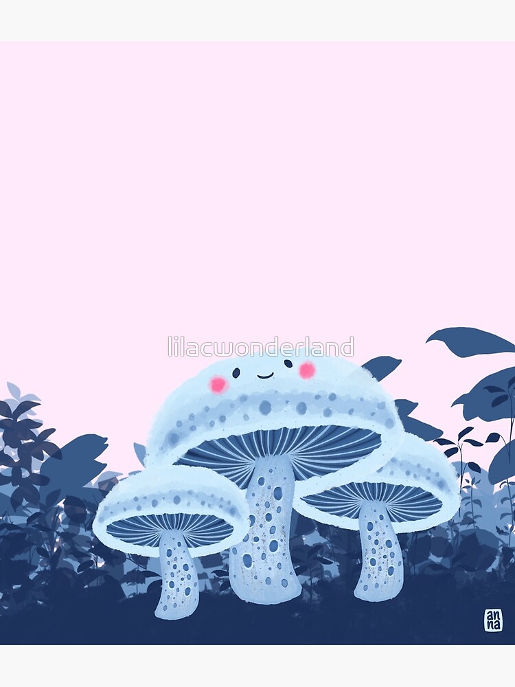 "Cute Blushing Indigo Milk Cap Mushroom" Poster for Sale by ...