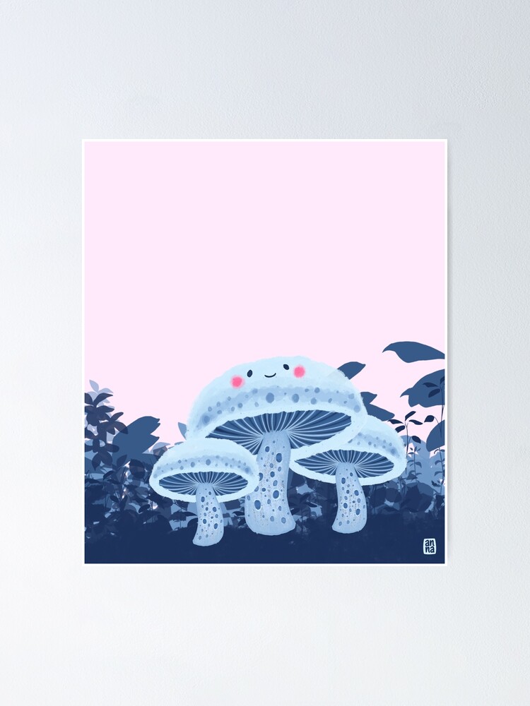 "Cute Blushing Indigo Milk Cap Mushroom" Poster for Sale by ...