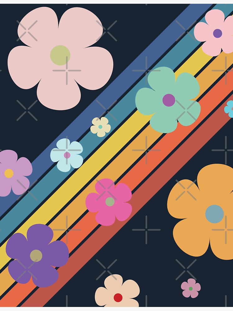 "80s Retro Flowers Vintage Stripes" Sticker for Sale by ind3finite ...