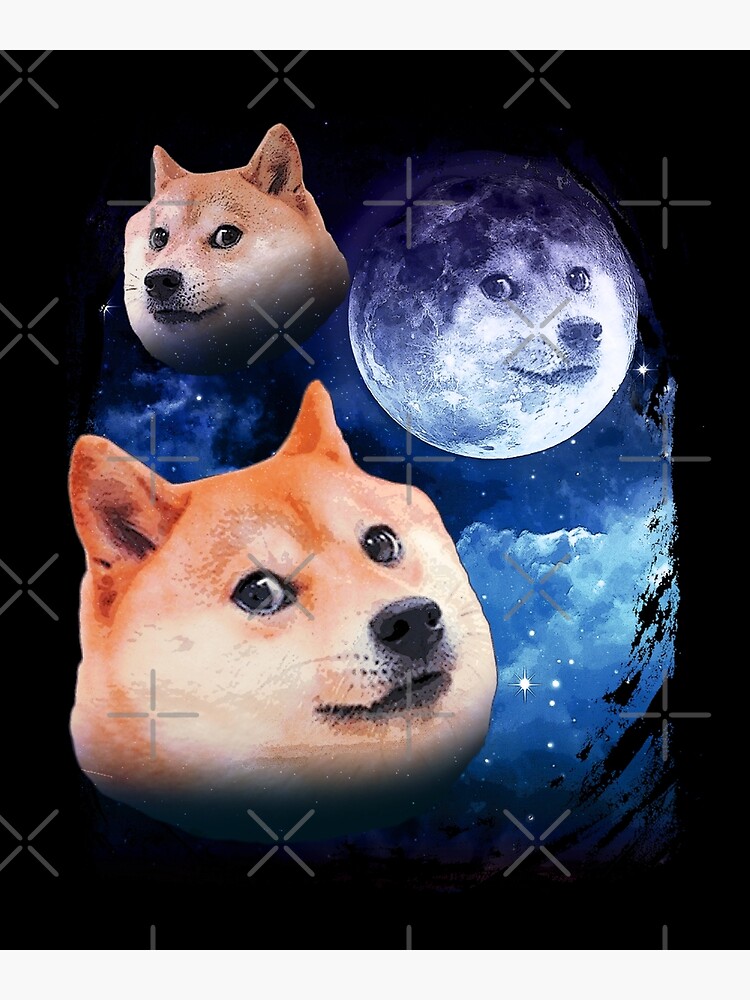 "Three Doge Moon vintage coin howl at moon meme" Poster for Sale by ...