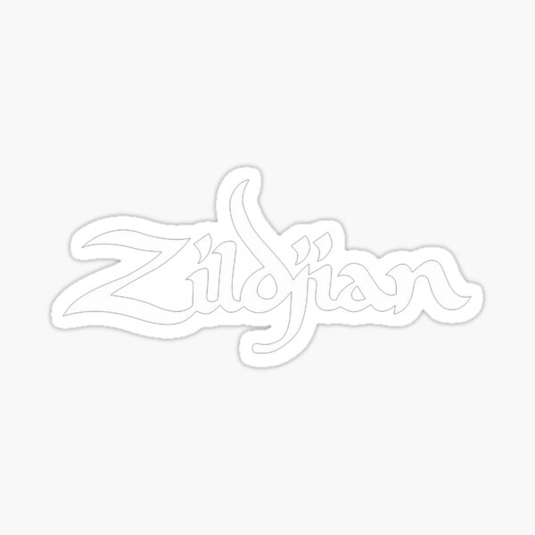"word zildjian white" Sticker for Sale by MattheAustin | Redbubble
