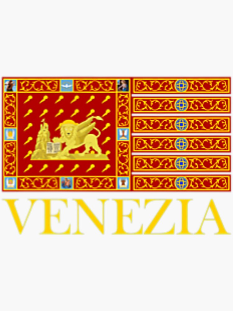 "Venice Italy Flag Venezia Italia Banner Lion Of Saint Mark" Sticker ...