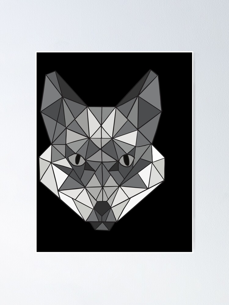 "Polygon grey and white fox" Poster for Sale by greatteesdesign | Redbubble