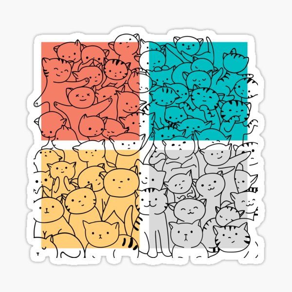 "Colorful Cat Blocks" Sticker for Sale by PaigeNColwell | Redbubble