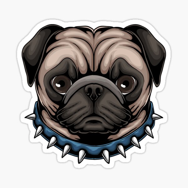 "pug dog head sticker" Sticker for Sale by FlamingoArtz | Redbubble