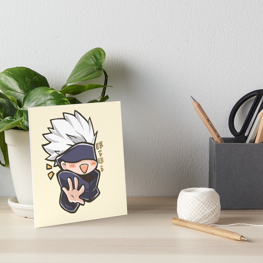 "Satoru Gojo chibi waving " Art Board Print by Manga-Nation | Redbubble